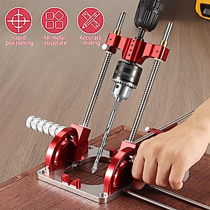 Portable Drill Guide Self-Centering Portable Drill Guide w/Chuck Key, 0° To 60° Angle Drill Guide w/Easy-To-Read Protractor Scale,Multi-Angle Drill Guide With Self-Centering Base Woodworking Furniture