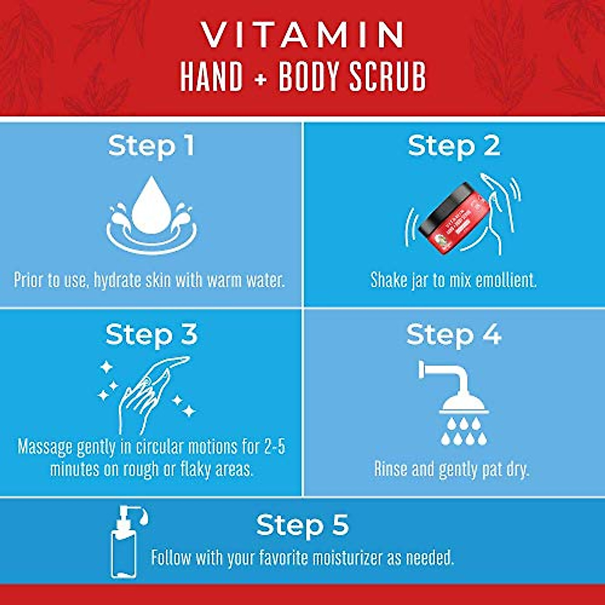 Vitamin Hand, Foot & Body Scrub w/MSM by MaryRuth's | Exfoliates & Hydrates Dry, Damaged or Normal Skin | Blend of Certified Organic Plant Based Ingredients | For Men & Women, Unscented, 8oz.