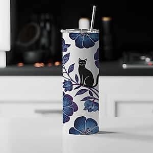 Medpol Cute black cat tumbler with lid and straw 20 oz insulated tumbler cups Cute black cat insulated travel coffee mugs for women cute sippy cups stainless insulated travel cups