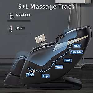 MassaMAX Full Body Massage Chair, Zero Gravity Recliner with Yoga Stretch, SL Track, Airbags, Heating, Touch Screen, and Foot Massage (MD906-Black)