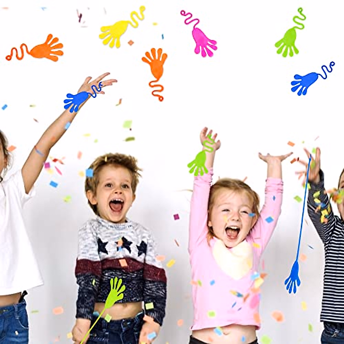 Shindel 48PCS Sticky Hands Party Favors for Kids, Slappy Sticky Hands Stretchy Toys Set for Kids Classroom Prizes, Birthday Party Supplies Carnival Goodie Bag Stuffers