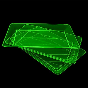 Party Essentials Heavy Duty Hard Plastic 12 x 18-Inch Rectangular Serving Tray, Neon Green, 3-Count