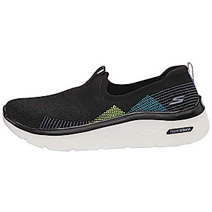 Skechers Women's GO Walk Hyper Burst Knit Slip ON Sneaker, Black/Multi, 7.5