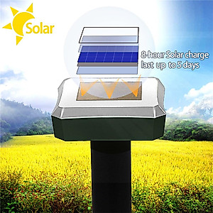 ADLLYA 8 Pack Mole Repellent Solar Powered, Waterproof Mole Repellent Chipmunk Repellent Outdoor, Gopher Repellent Ultrasonic Solar Powered for Groundhog Chipmunk Repeller, Lawn Garden W4, ADLLYA-Y2