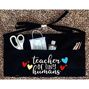 Waist Apron for Teachers with 3 Pockets Half Black Apron,Teachers Prefect Gift (teacher of ting humans)