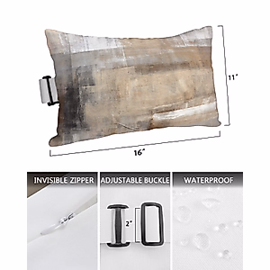 Brown Graffiti Art Outdoor Chaise Lounge Head Resting Pillows 2 Pack, Brown Grey Abstract Art Painting Waterproof Patio Furniture Pillow with Insert Adjustable Elastic Stripe for Recliner Beach Chair
