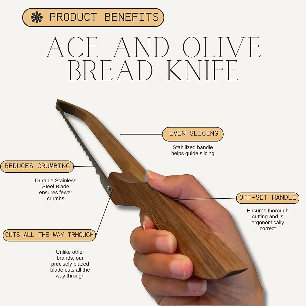 Ace and Olive Wood Fiddle Bow Bread Knife for Homemade Bread - Acacia Sourdough Bread Slicer Knife With Cover - Wooden Bread Bow Knife for Sourdough - Sourdough Bread Knife - Bread Saw Sourdough Knife