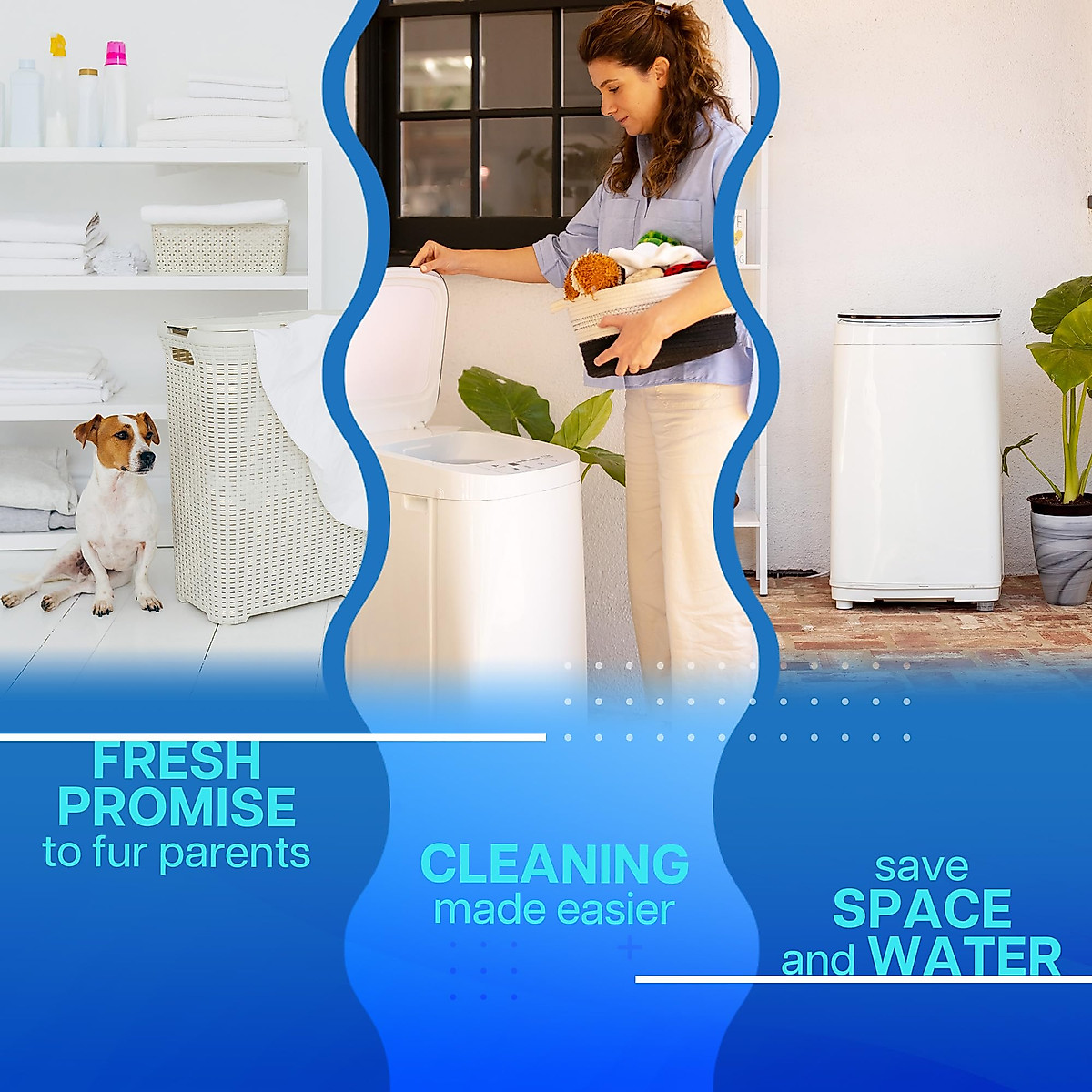 ​​Pet Forge Spin Fresh Compact Washing Machine for Pet Items - Fully Automatic Portable Washer with 8 Pounds Capacity Top Load Spin Mini Washer for Pet Hygiene