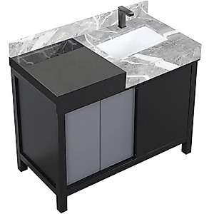 Lexora Home Zilara 42" Single Marble Top Bathroom Vanity with Gun Metal Faucet