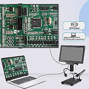 Soldering Microscope, 10.1-inch LCD Digital Microscope Coin Microscope, Compatible with Windows/OS/TV, Supports 1080P Video Record, HDMI Digital Microscope for Adults with Station, 32GB TF Card