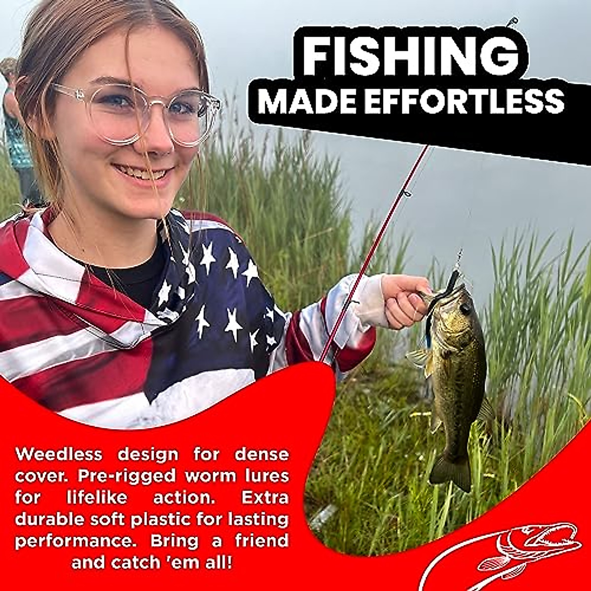 Delong Lures Weedless Pre-Rigged Fishing Lures Bass Set, Pike, and Anything in Between - Made in USA - Extra Durable Soft Plastic Swimbaits for Bass Fishing Lures - 5 PCS Bass Baits and Lures Pack