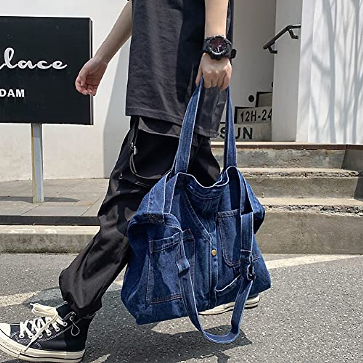 Yohora Shoulder Bag for Women Denim Crossbody Hobo Bag Casual Lightweight Handbag for Work Travel