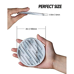 Coasters for Drinks, Silicone Coasters Set of 6, Amoowis Drink Coasters for Coffee Table with Holder, Thickened Coaster for Wooden Table, Cup, Desk, Bar, Office, Anti-Slip, Non-Stick, Easy to Clean