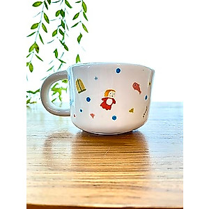 Ponyo Ghibli style cup white porcelain Handmade ceramic cup, Hand-painted mug, Unique Surprise gift for Christmas or Birthday. Dishwasher and Microwave safe