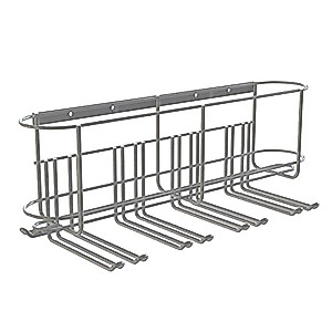 c2M Wall Mounted Wine Bottle & Glass Rack | Floating Wine Storage Shelf for 6 Bottles, 8 Glasses, & Opener | Timeless Compact Steel Design | Heavy Duty & Made in The USA - Silver