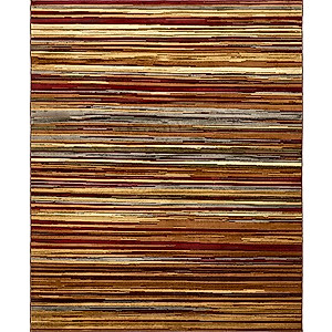 Unique Loom Barista Collection Modern, Abstract, Stripes, Urban, Rustic, Warm Colors Area Rug, 8' 0 x 10' 0 Rectangular, Multi/Beige