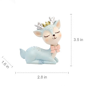 Deer Valentines Day Décor Mini Tabletop Collectible Figurines Home Decor for Girl Sweet Lover Gifts Baby Shower Birthday Cake Toppers Garden Ornaments Office Desk Decoration Farmhouse Knick knacks