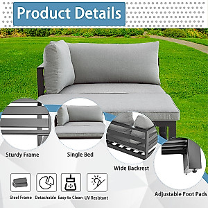 ARTLOFT 2 Piece Outdoor Patio Sofa, Balcony Couch, Porch Couch, Small Corner Patio Sectional Frniture Outdoor Daybed for Apartment, Backyard, with Soft Cushions