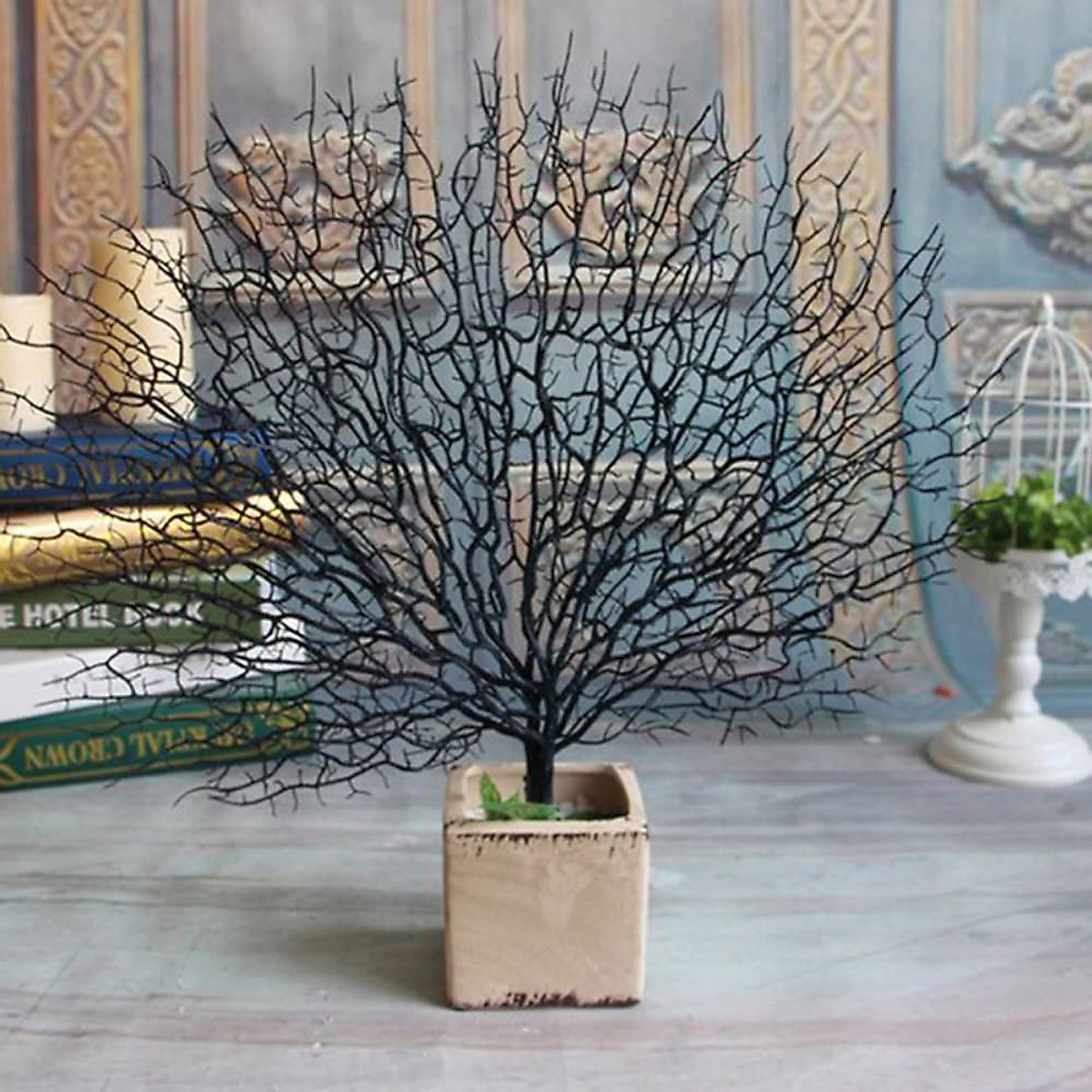 URMAGIC Simulation Coral Branch for Fish Tank Decoration, 20 x 18 Inch Artificial Coral Sea Tree,Wedding Home Decor,Plastic Landscape Aquarium Ornament,Sea Coral Ornament,Fan Shape Coral Plant Tree