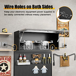 MetalMax Metal Wall Cabinet for Garage Floating Garage Storage Cabinet Wall Mount Shop Cabinet Upper Storage Trailer Cabinet GearBox Flip Up Tool Cabinet Small Wall Steel Cabinet Assembly Required