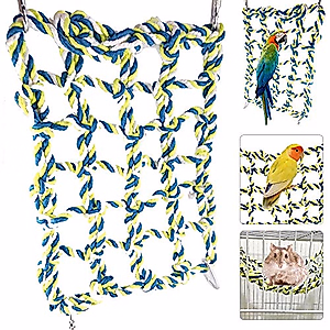 YIYU Masked Pet Toy Cotton Rope Net Ferret Macaw Parrot Swing Rope Hamster Climb Net Hanging Net Bird Toy Pet Supplies Climbing Ladder