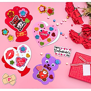 Uranus&No.1 Valentines Day Foam Crafts Set, Heart Bear Bouquet Arts and Crafts Kits for Kids, DIY Craft for Preschool Classroom Activity, Ideal Gifts for Boy/Girl or Wedding Anniversary
