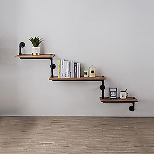 FOF FRIEND OF FAMILY Industrial Heavy Duty DIY Pipe Shelf Shelves Steampunk Rustic Urban Bookshelf Real Wood Bookshelves and bookcases
