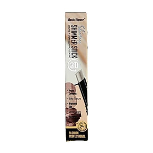 Music Flower Highlighter Stick, Double Ended Highlighter Makeup Stick with Sponge Brush, Shimmer Waterproof Long Lasting Smooth Silver Glitter Brighten Face Makeup Pencil, 1 Count