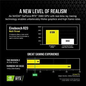 CORSAIR VENGEANCE a7200 Series Gaming PC - AMD Ryzen 9 5900X CPU - NVIDIA® GeForce RTX™ 3080 Graphics - 32GB CORSAIR VENGEANCE RGB PRO DDR4 Memory