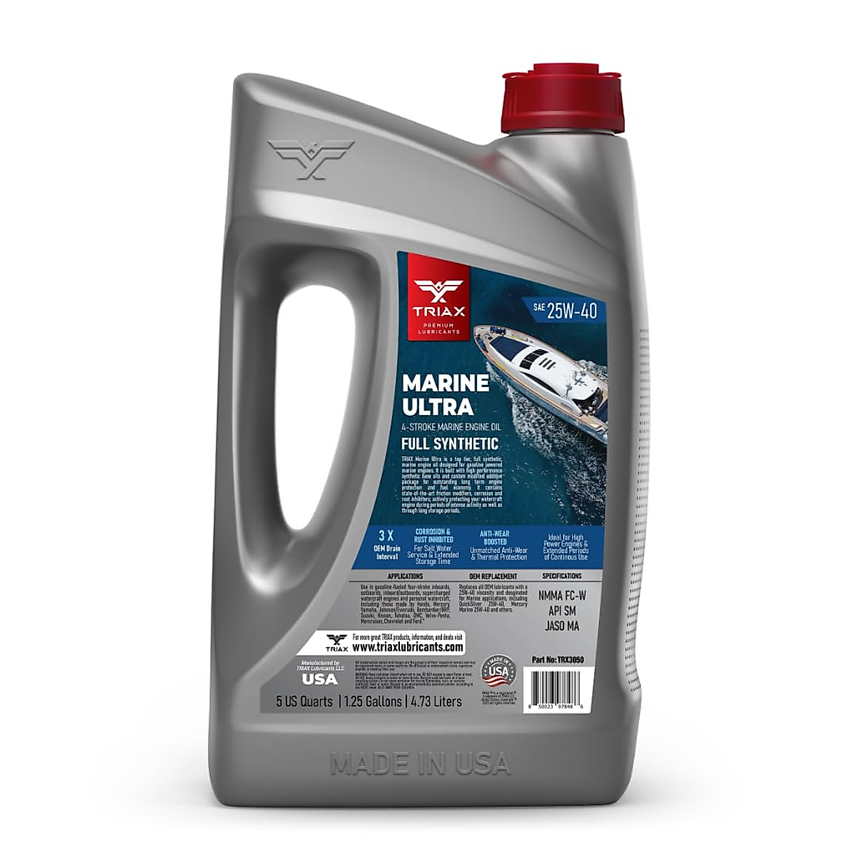 TRIAX Marine Ultra 25W-40 4-Stroke Full Synthetic Marine Engine Oil (5 Quart Jug)