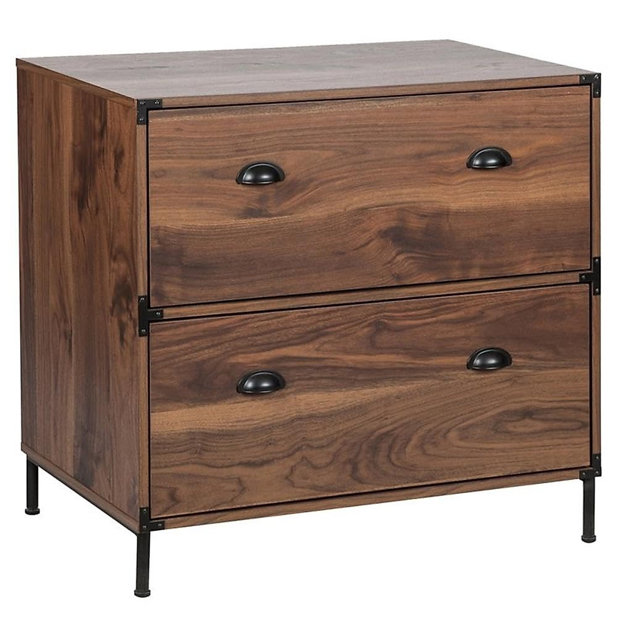 Saint Birch Bombay 2-Drawer Modern Wood Lateral File Cabinet, Legal & Letter Size, Walnut Brown