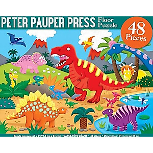 Peter Pauper Press Dinosaurs Kids' Floor Puzzle (48 Pieces) (36 inches Wide x 24 inches high)