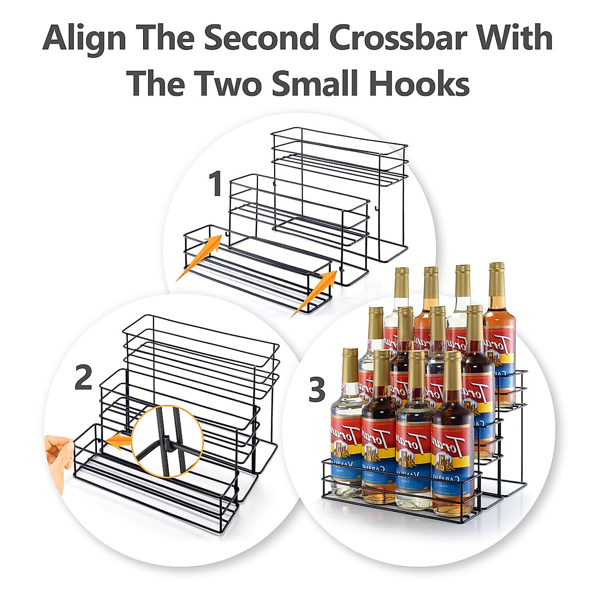 kimilus 12 Bottle Capacity Coffee Syrup Organizer 3 Tier Coffee Syrup Stand Shelf for Coffee Bar Kitchen Small Wine Rack for Bar Family Storage for Syrup Wine Dressing