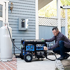 DuroMax XP13000HX Dual Fuel Portable Generator - 13000 Watt Gas or Propane Powered - Electric Start w/ CO Alert, 50 State Approved, Blue