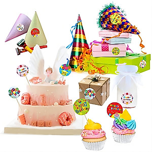 Hokoad Happy Birthday Stickers Seals 1" 500Pcs in 1Roll for Birthday Décor Party Supplies School Cards Sealing, 8 Designs Envelope Sealing Gift Wrap (1inch, D)