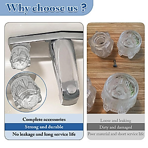 LIBERAQUAR Shower Knob Replacement, Compatible with Phoenix Mobile Home Sink Tub Shower, Acrylic Bathtub Knobs Parts, Clear Faucet Handles with 17pt Spline Point Broach Center Hole(1 Pair)