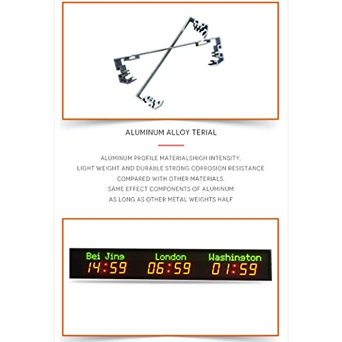 THINKHONGHAO Zhong Xiaoxiao Brand LED red and Green Digital Electronic 3 City World Clock Summer Digital World Clock displays time Brightness at Different Times