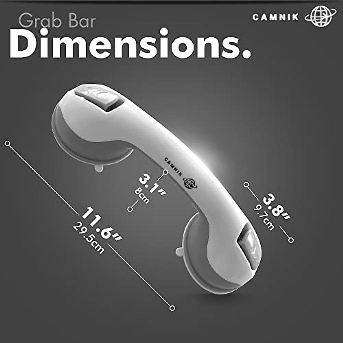 Shower Handle - 2 Pack Suction Grab Bars for Bathtubs and Showers. Shower Safety Bars for Seniors Elderly Handicap - Suction Cup Handles for Shower - Camnik