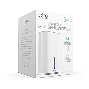 Pure Enrichment® PureDry™ Mini Dehumidifier - Compact Water Tank Eliminates 300ml/day in Excess Moisture from Closets, Bathrooms, Boats, Kitchens and Other Small Rooms and Living Spaces