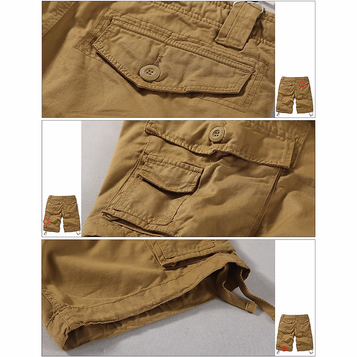Match Men's Twill Comfort Cargo Short Without Belt #S3612 (Label Size 4XL/40 (US 38), Khaki)