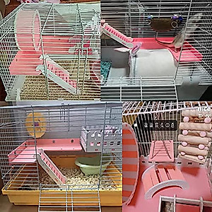Hamster Platform with Climbing Ladder,Small Animal Wooden Natural Bridge Toy Guinea Pig Playground Cage Accessories for Hamster Guinea Pig Syrian Hamster Gerbil Dwarf Mouse Sugar Gliders 3 Pcs