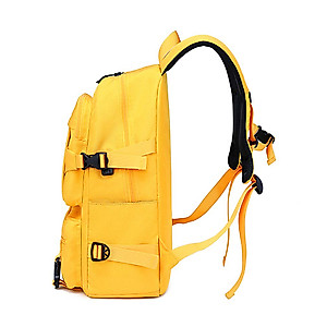 AGOWOO College Backpack Teen Lightweight School Book Bag with USB Charger Port Casual Daypack (Yellow) for Women Men Youth