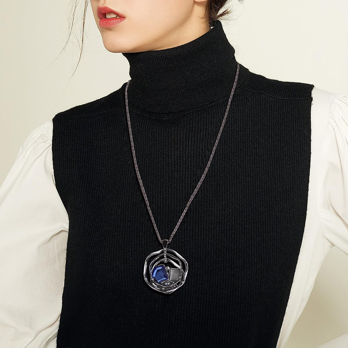 Merdia Long Chain Necklace for Elegant Women Pendant Necklace with Created Crystals | Necklaces for Women | Birthday Gifts for Women | Women Jewelry | Necklaces for Girlfriend | Women's Necklace