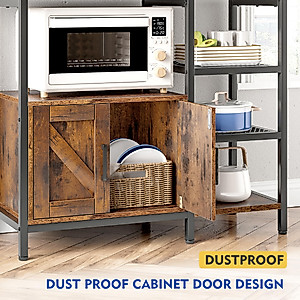 EnHomee Bakers Rack with Storage Cabinet Coffee Bar Cabinet Bakers Rack with Power Outlet Microwave Stand with Storage for Kitchen, Space Saving, Easy Assembly