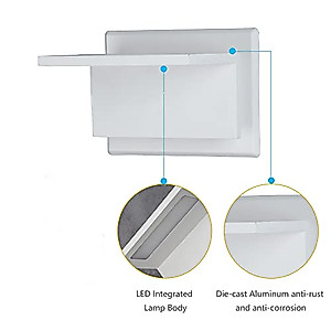 Lustrlach Outdoor Porch Wall Light Fixture Exterior White Modern LED Front Door Light with IP54 Waterproof for Garden Patio Garage,10W 3000K 680LM