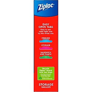 Ziploc 665016 Double Zip/ Storage Bags, 10-9/16 x 10-3/4, 1 Gal, Clear, 38/Box (Case of 9 Boxes)