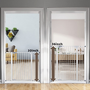 Blety 36" Extra Tall Baby Gate for Stairs 29.7"-46" with Auto Close Door, Safety Dog Gate with 2-Way Door for Stairs and Doorways, Extra Wide Baby Gates for Doorways No Drill Wall Protected Pet Gate