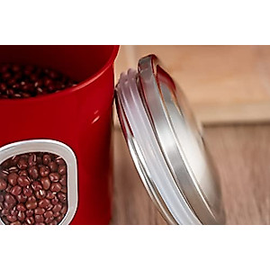 Fortune Candy Stainless Steel Canister Sets with Anti-Fingerprint Lid and Visible Window, Cereal Container Set of 3 (Raspberry Red)
