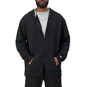 Champion, Powerblend, Comfortable Zip-Up Hoodie Sweatshirt for Men (Reg Tall), Black C Logo, 4X-Large big