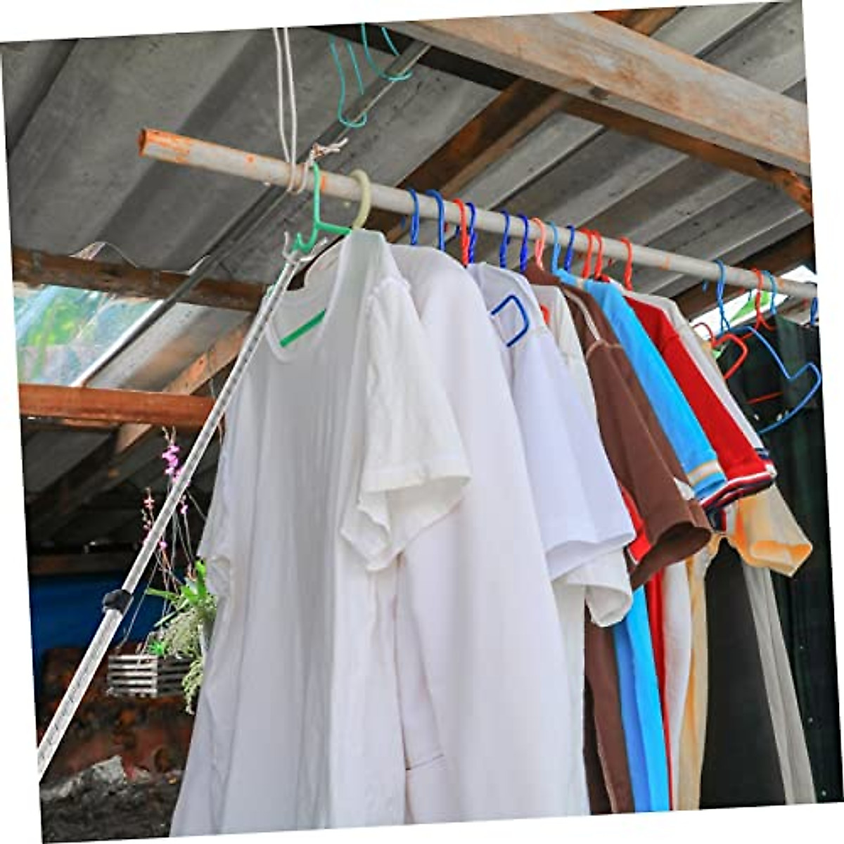 SHOWERORO Clothes Pole Wardrobe Pole Closet Pole with Hook for Reaching Clothesline Prop Pole Outdoor Clothesline Outdoor Apparel Portable Wardrobe Clothesline Drying Pole Clothes Drying Rod